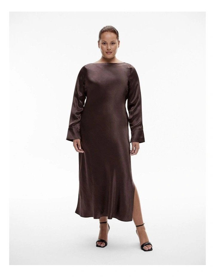 Witchery Acetate Long Sleeve Midi Dress In Raisin | MYER