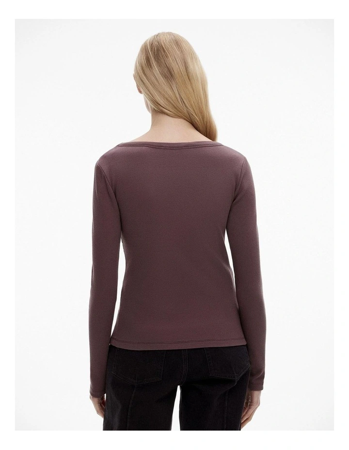 Witchery Scoop Neck Rib Top in Raisin | MYER