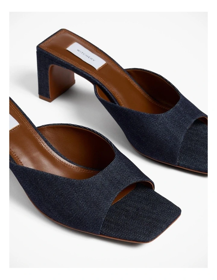 Witchery Ava Block Mule in Raw Denim | MYER