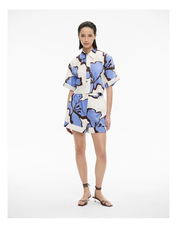 Witchery Linen Crop Shirt in Violet Print | MYER