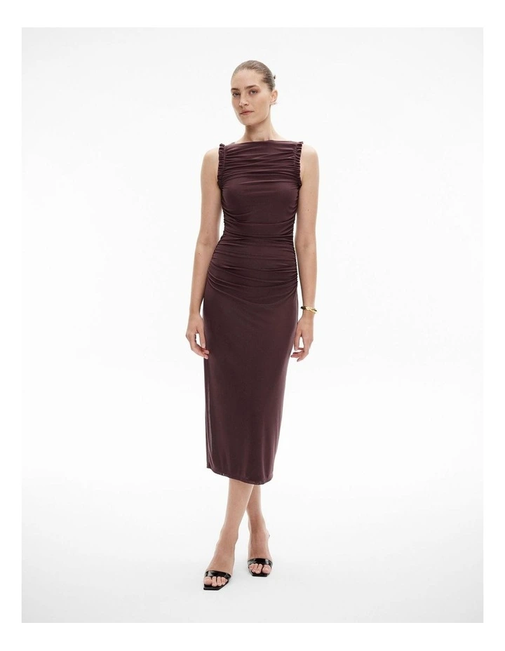 Witchery Mesh Ruffle Dress in Aubergine | MYER