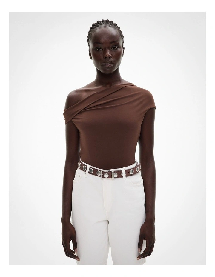 Witchery Asymmetric Twist Top in Reef Brown | MYER