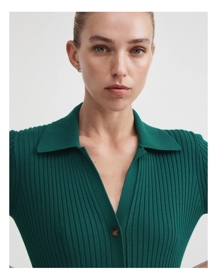 Witchery Button Through Rib Longline Cardigan in Petrol Green | MYER