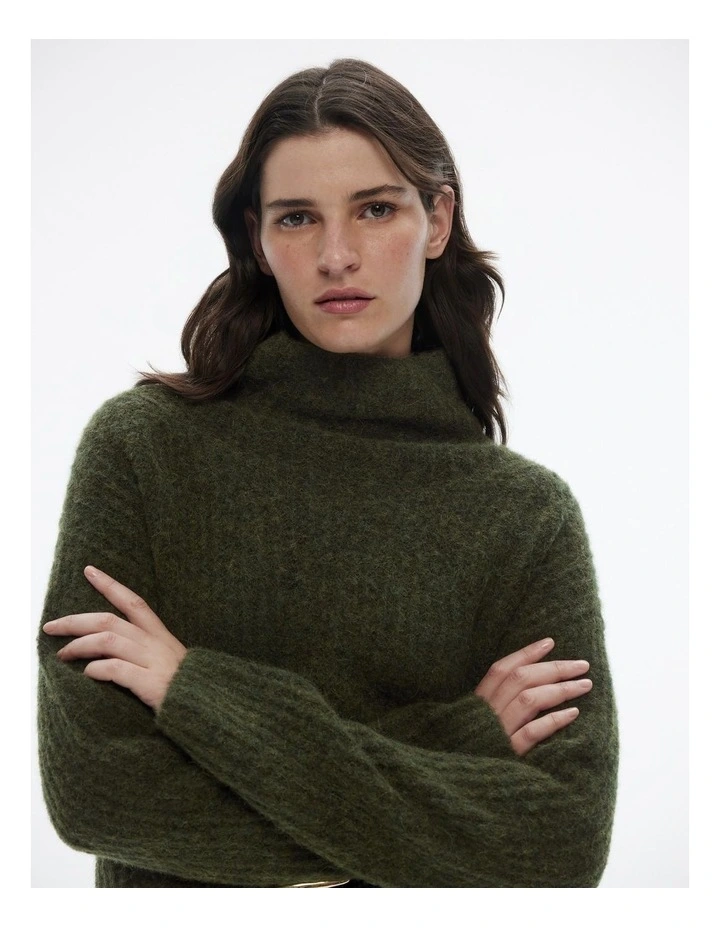 Witchery Mock Neck Slouch Knit in Dark Forest | MYER