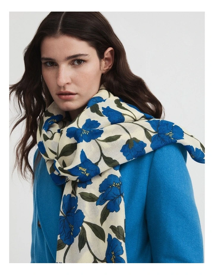 Witchery Bluebell Print Scarf in Bright Blue | MYER