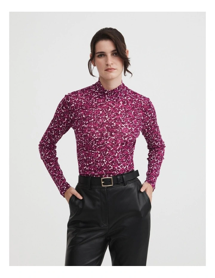 Witchery Mesh Berry Floral Top in Cranberry | MYER