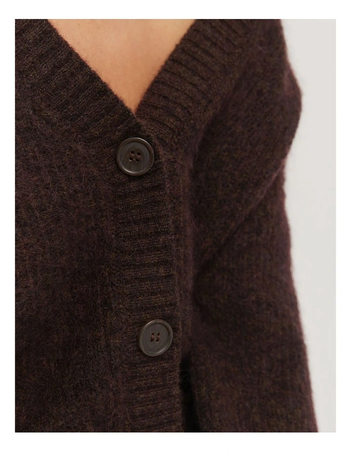 Country Road Brushed Crop Cardigan in Chocolate Marle | MYER