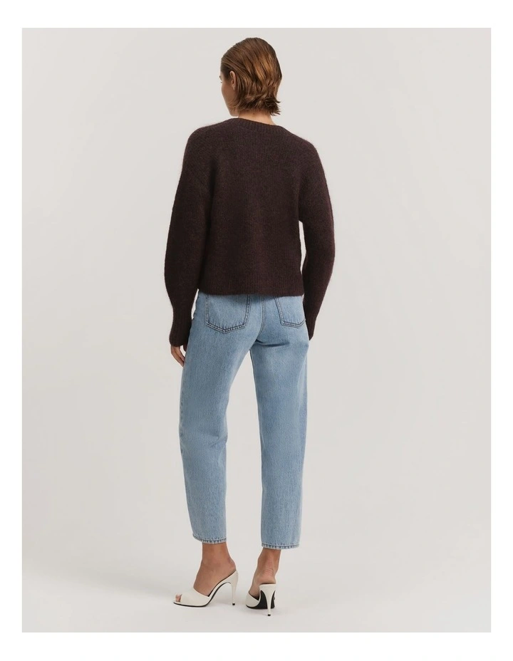 Country Road Brushed Crop Cardigan in Chocolate Marle | MYER