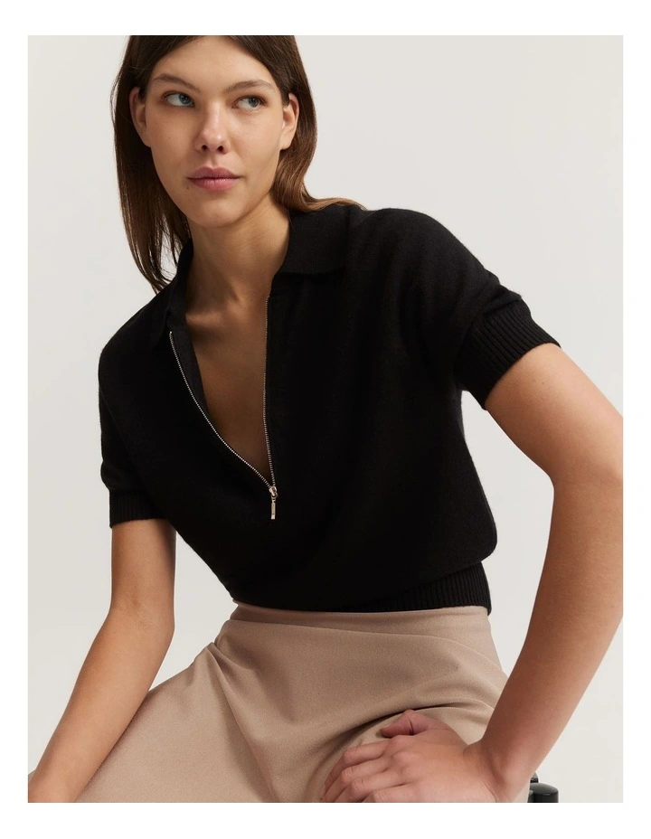 Country Road Gcs-certified Cashmere Blend Zip-through Knit Polo in ...