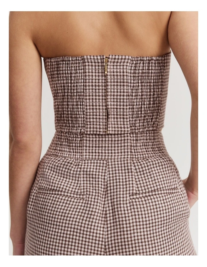 Country Road Organically Grown Linen Yarn Dyed Strapless Bodice in Choc Gingham | MYER