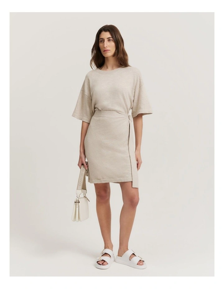 Country Road Organically Grown Cotton Linen Wrap Dress in Oatmeal Marle ...