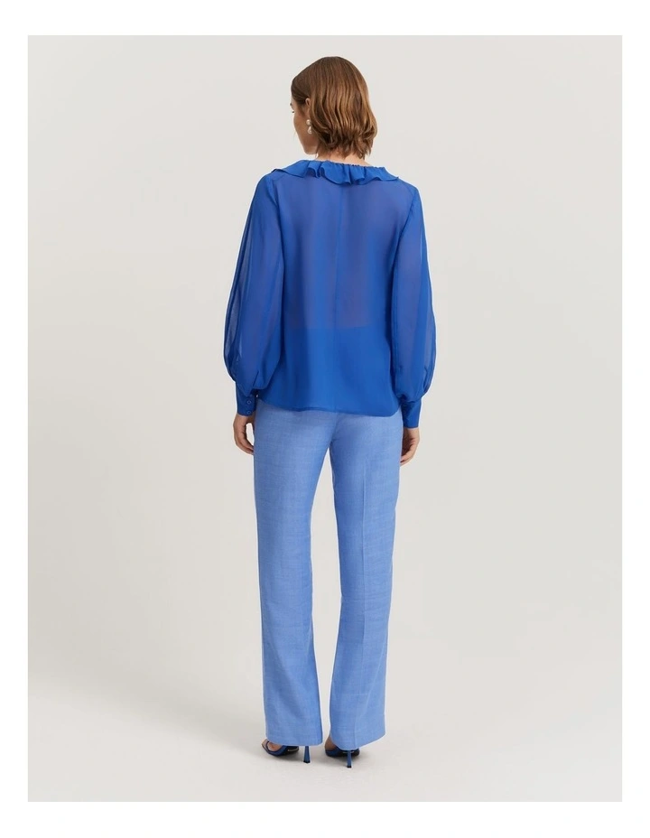 Country Road Silk Ruffle Dinner Blouse in Sapphire | MYER