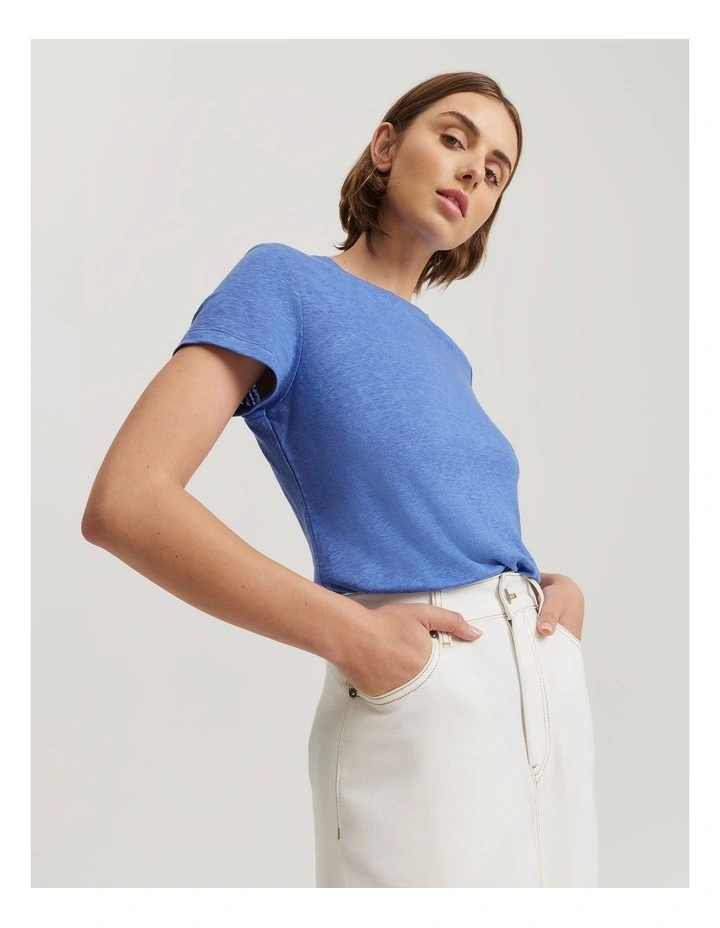 Country Road Linen Jersey T-shirt in Cornflower | MYER