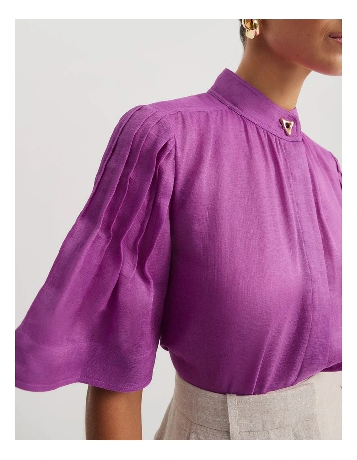 Country Road Pintuck Detail Blouse in Vivid Purple | MYER