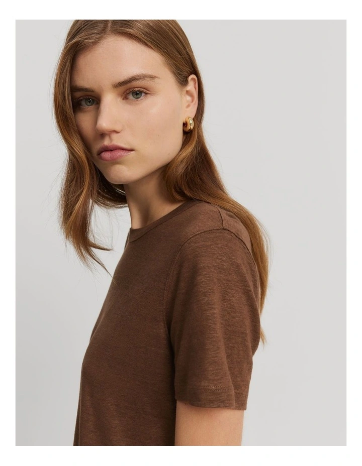 Country Road Linen Jersey Mini Dress in Walnut | MYER