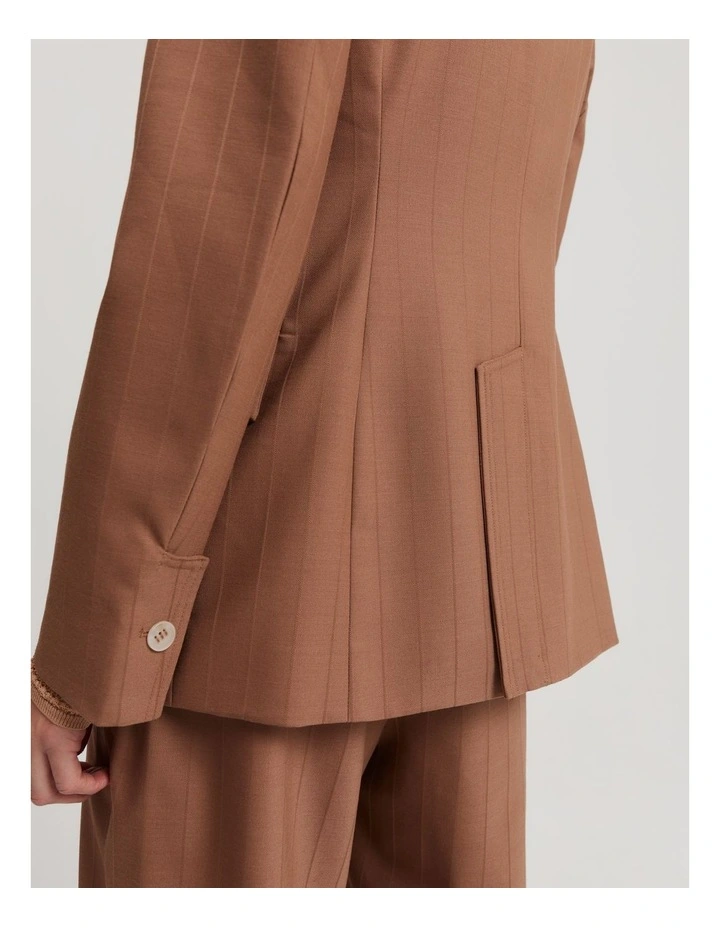 Country Road Self Stripe High Break Blazer In Biscuit | MYER