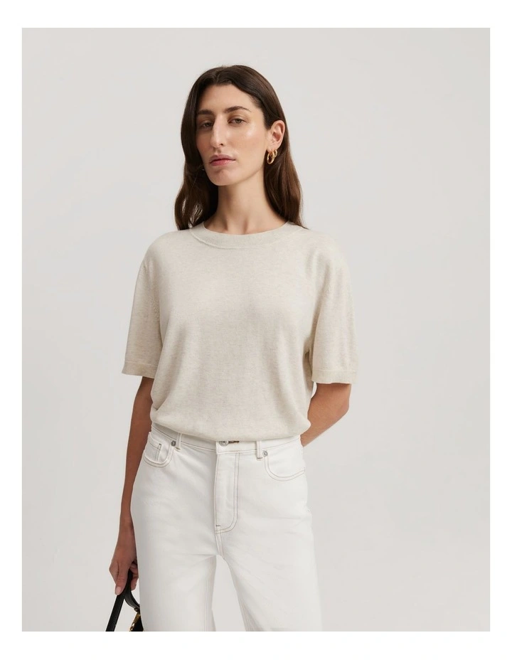 Country Road Organically Grown Cotton Cashmere Blend T-shirt In Snow ...