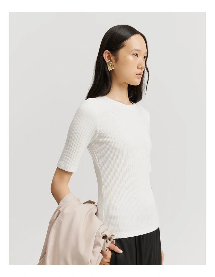 Country Road Short Sleeve Rib T-shirt in Antique White | MYER