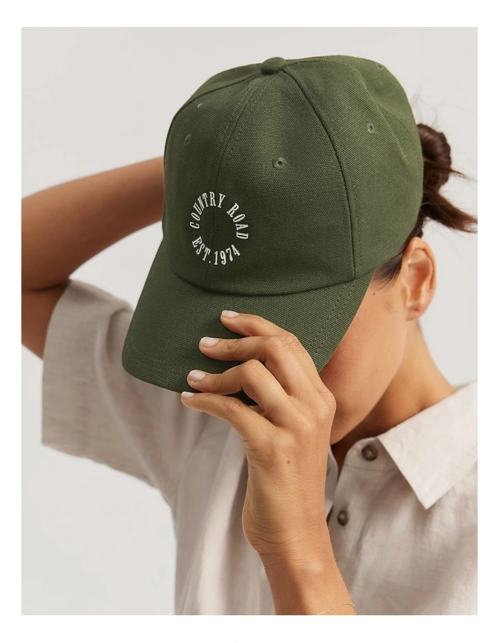 Country Road Australian Cotton Round Logo Cap in Dark Olive | MYER