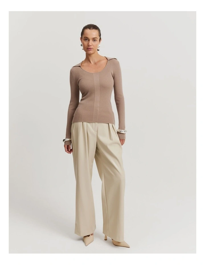 Country Road Australian Merino Wool Silk Collared Knit in Fawn | MYER