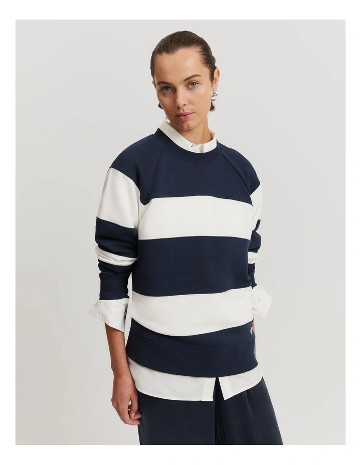 Country Road Australian Cotton Stripe Raglan Sweat In Navy Stripe | MYER
