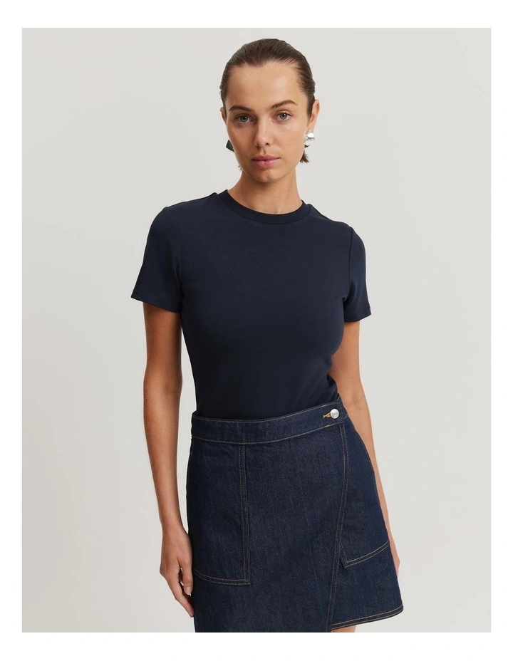 Country Road Australian Cotton Blend Fitted T-shirt In Midnight Blue | MYER