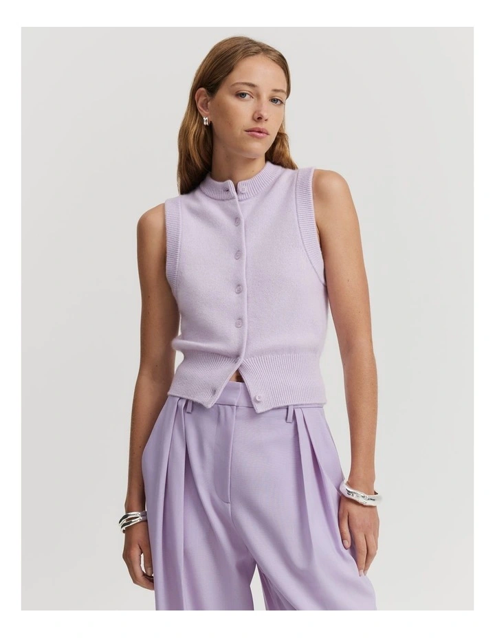 Country Road Gcs-certified Cashmere Blend Button Knit Vest in Lilac | MYER