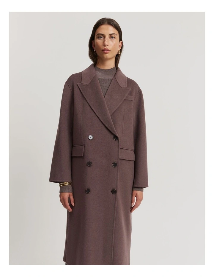Country Road Double-breasted Soft Coat in Truffle | MYER