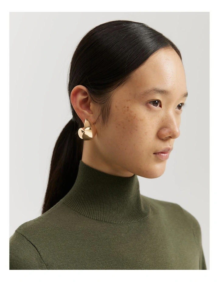 Country Road Fold Stud Earring In Gold | MYER