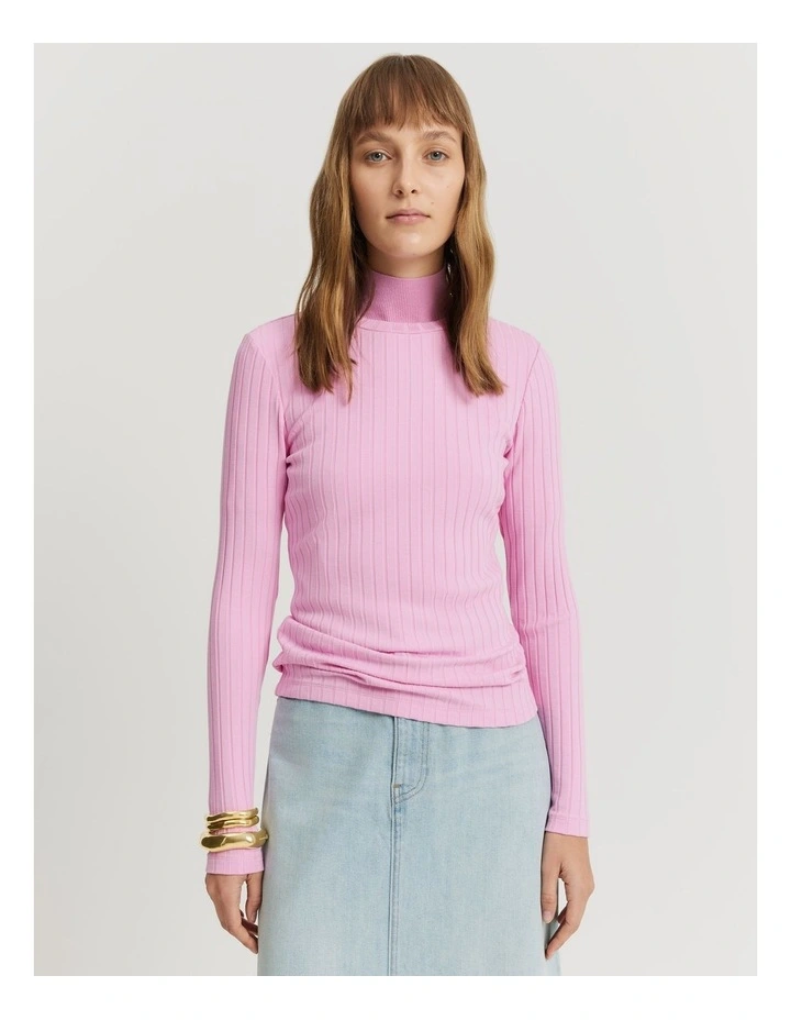 Country Road Long Sleeve Rib Top In Rosetta | MYER