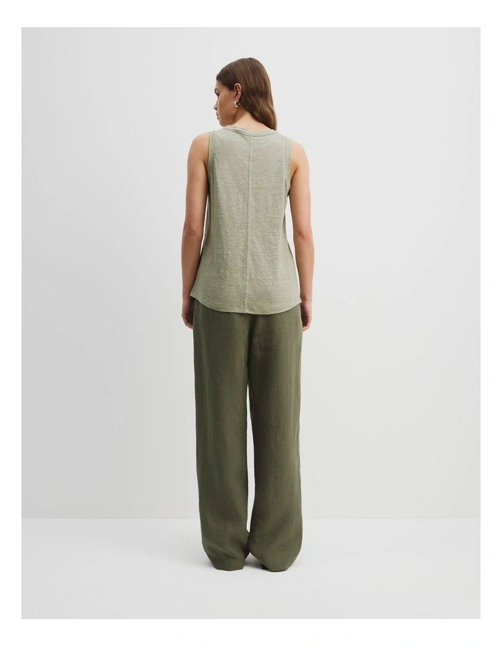 Country Road Linen Jersey Tank In Dark Pistachio | MYER