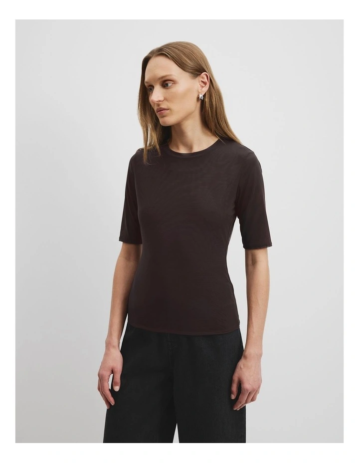 Country Road Mesh Half Sleeve Top in Miso | MYER