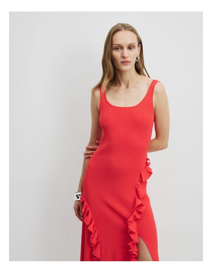 Country Road Ruffle Slip Dress in Ruby | MYER