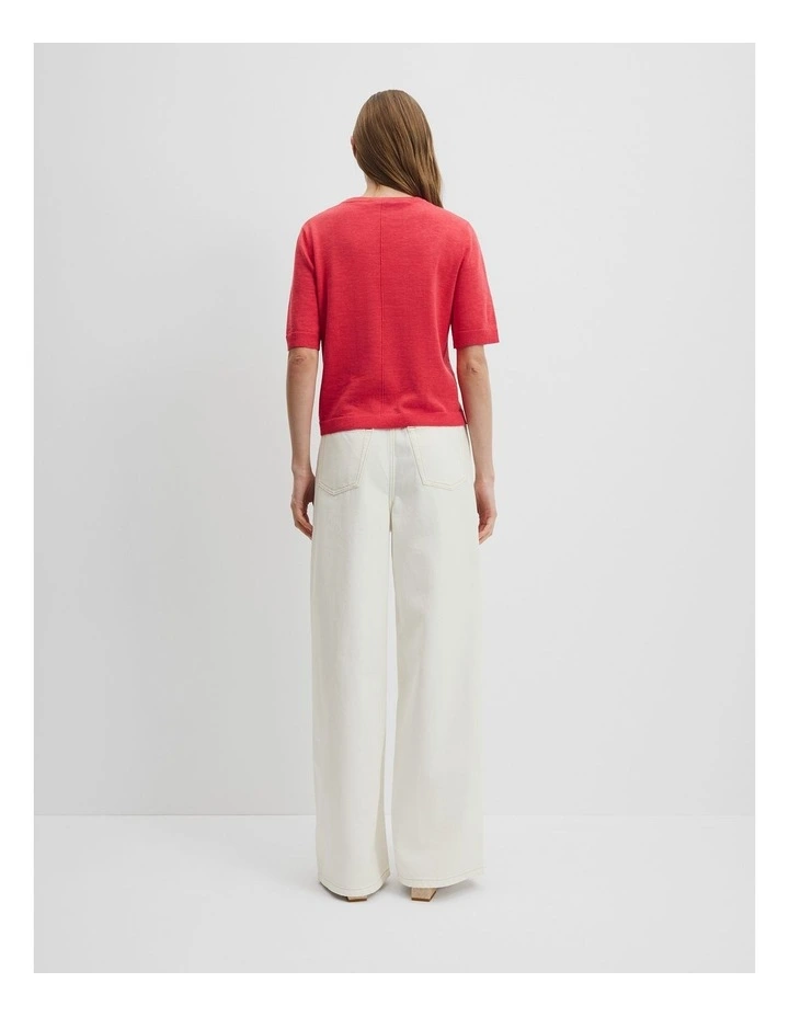 Country Road Organically Grown Cotton Linen Short Sleeve Knit in Ruby ...