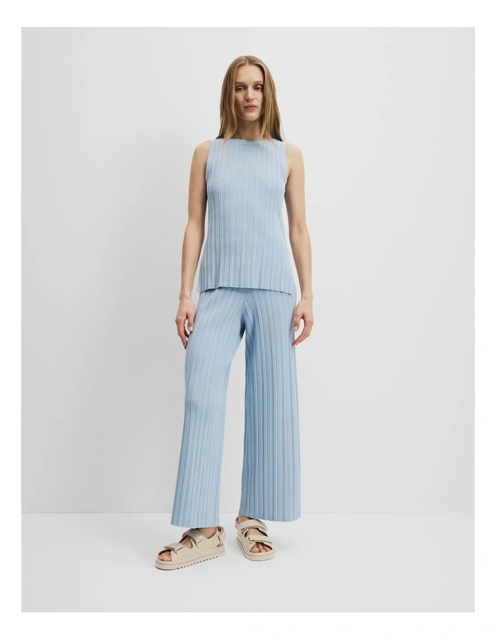 Country Road Plisse Rib Knit Tank in Smoke Blue | MYER