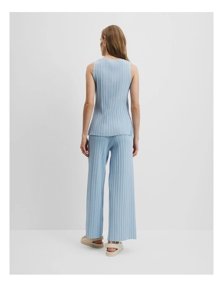 Country Road Plisse Rib Knit Tank in Smoke Blue | MYER