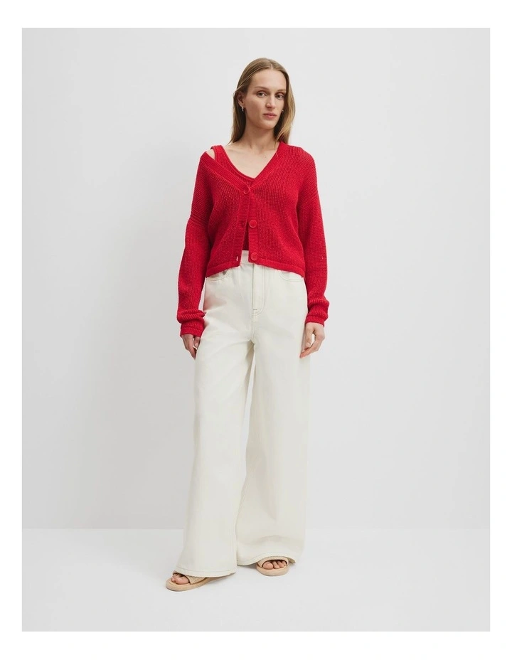 Country Road Textured Knit Cardigan in Ruby | MYER