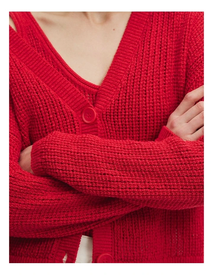 Country Road Textured Knit Cardigan in Ruby | MYER