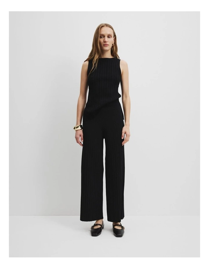 Country Road Plisse Rib Knit Pant in Black | MYER