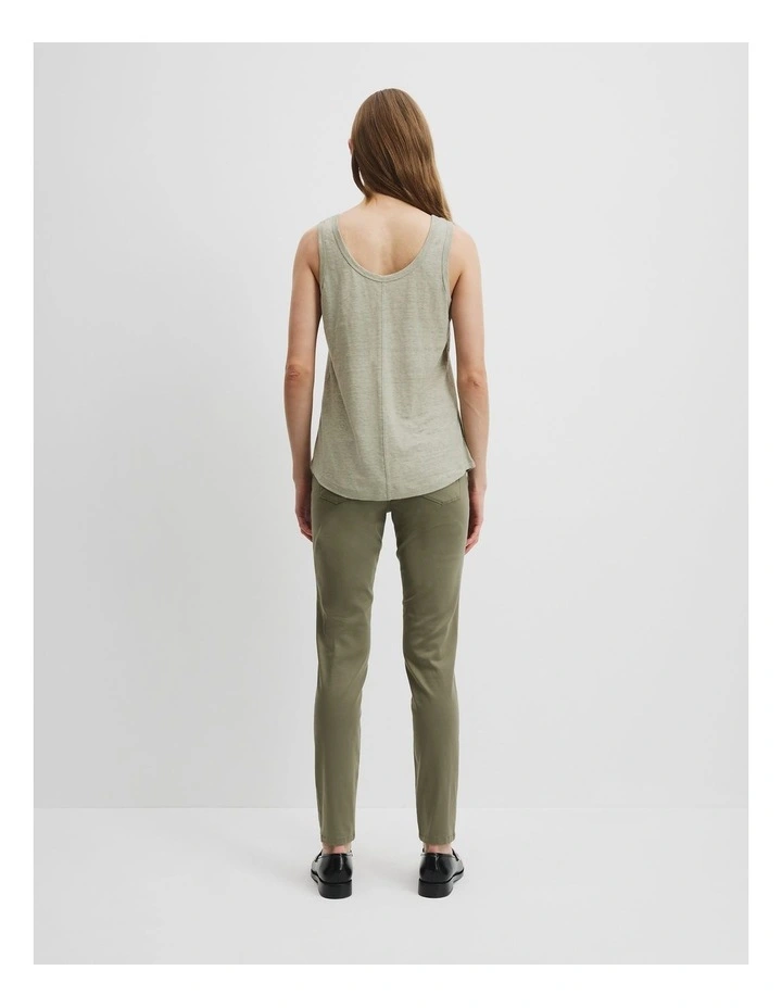 Country Road Linen Jersey Tank in Dark Pistachio | MYER