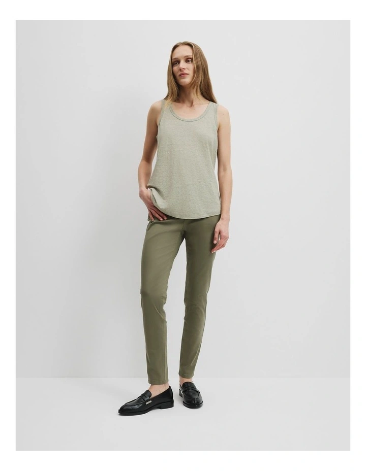 Country Road Linen Jersey Tank in Dark Pistachio | MYER