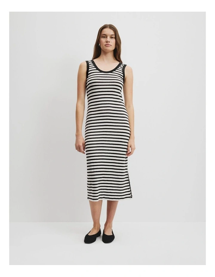 Country Road Stripe Linen Jersey Dress in Navy Stripe | MYER