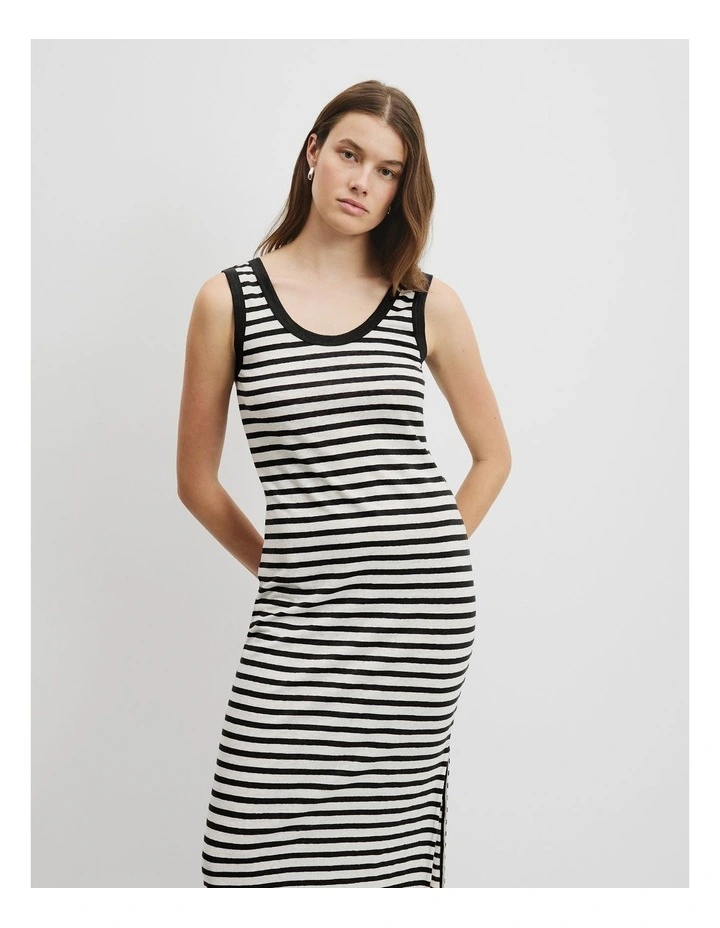 Country Road Stripe Linen Jersey Dress in Navy Stripe | MYER