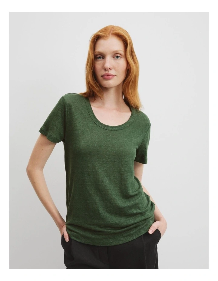 Country Road Linen Jersey T-shirt in Pine | MYER