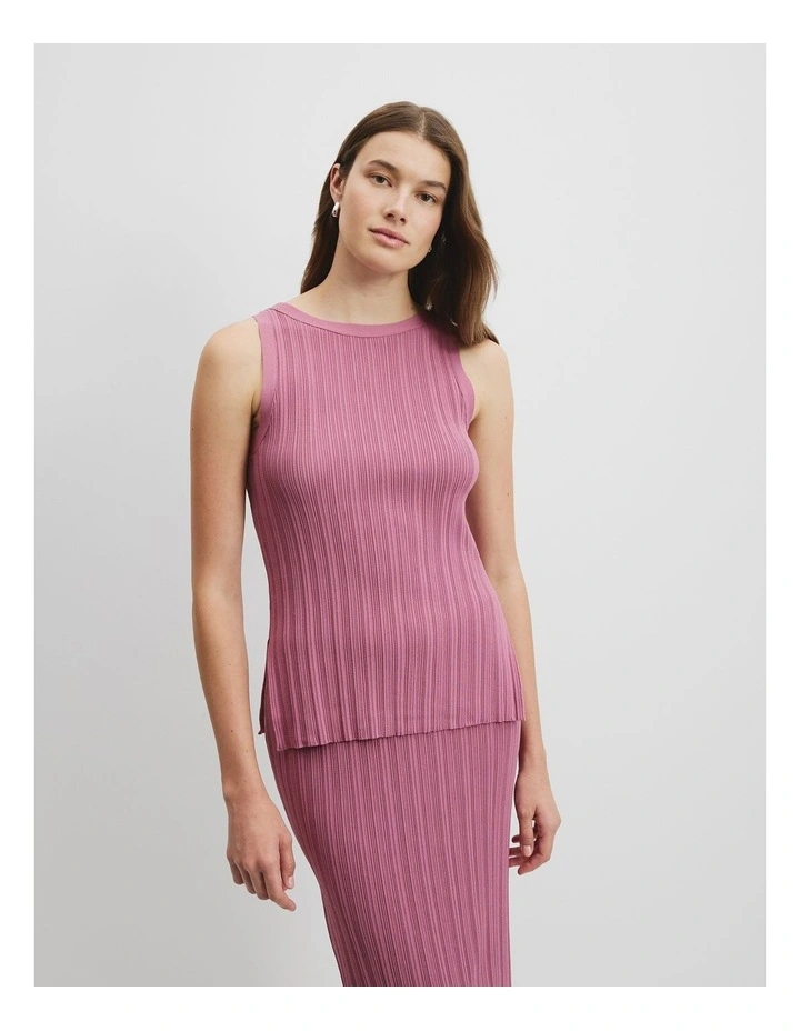 Country Road Plisse Rib Knit Tank in Musk | MYER