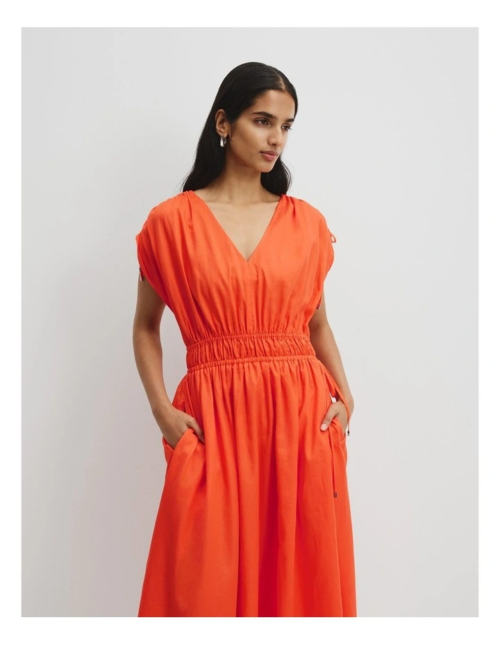 Country Road Waisted Midi Dress in Tangerine | MYER