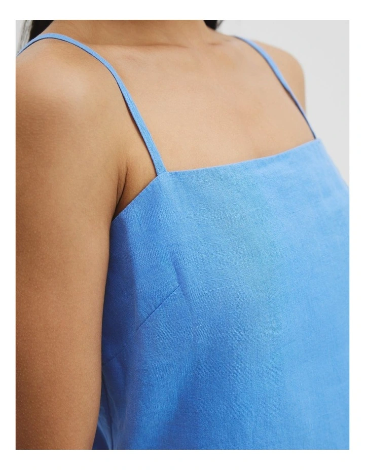 Country Road Organically Grown Cotton Linen Shift Mini Dress in Arctic Blue | MYER