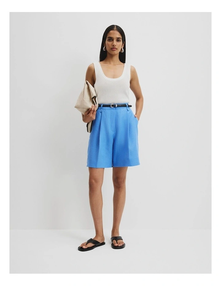 Country Road Organically Grown Linen Yarn Dyed Short in Arctic Blue | MYER