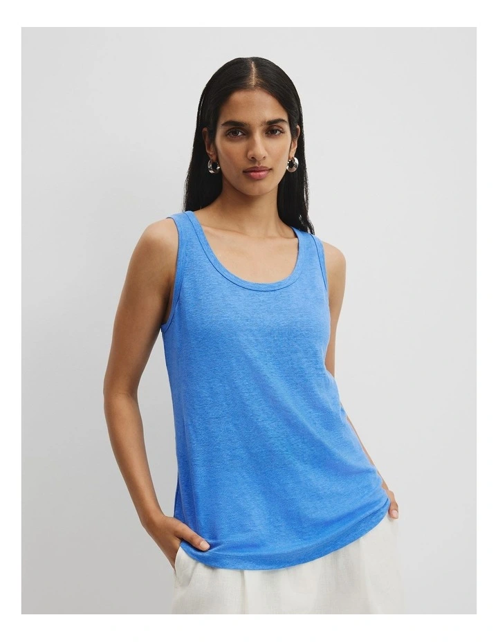 Country Road Linen Jersey Tank in Arctic Blue | MYER