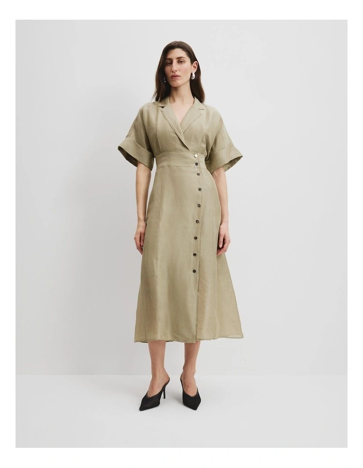 Country Road Wrap Front Midi Dress in Artichoke | MYER